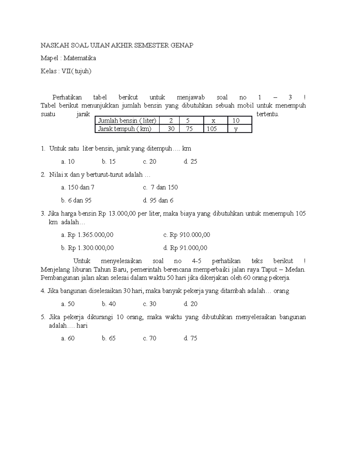 SOAL SEM Genap VII - jkkjk - NASKAH SOAL UJIAN AKHIR SEMESTER GENAP ...