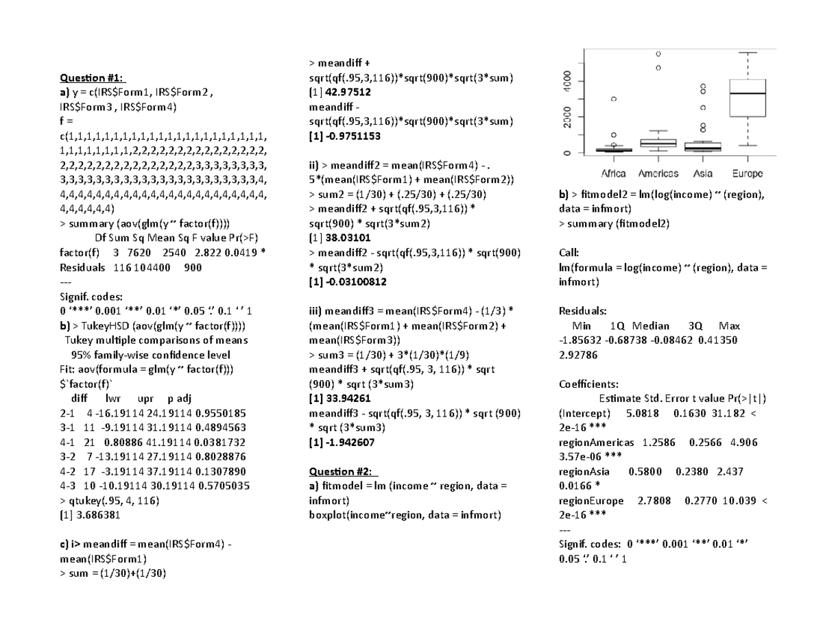 STAT 420 HW III - Homework 3, Stepanov - Question #1: a) y = c(IRS$Form1, IRS$Form2 , IRS$Form3 ...