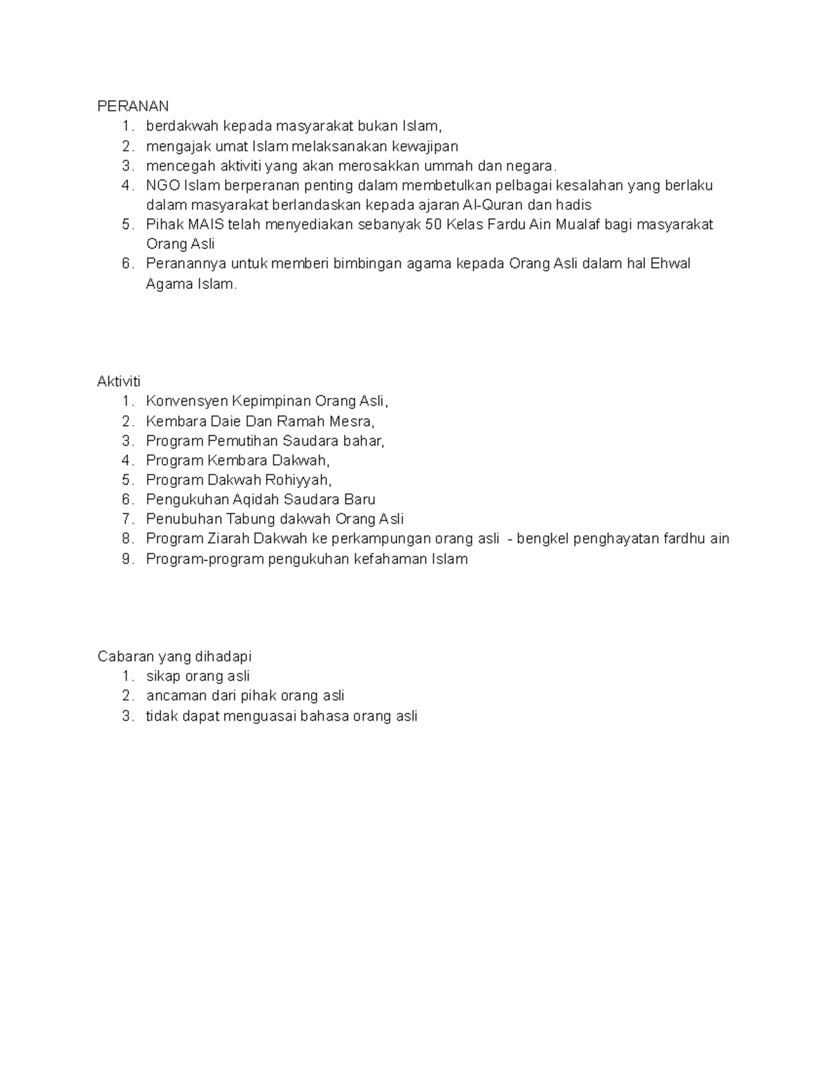 Peranan dan aktiviti NGO - PERANAN berdakwah kepada masyarakat bukan ...