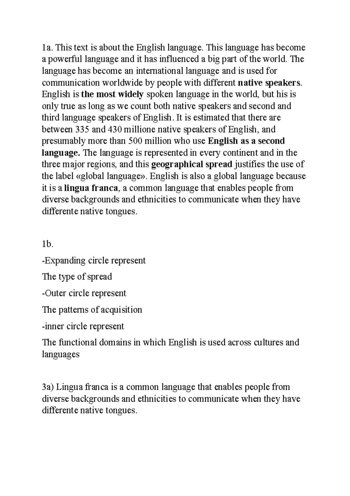 The power of English - engelsk oppgaver om engelsk - 1a. This text is ...