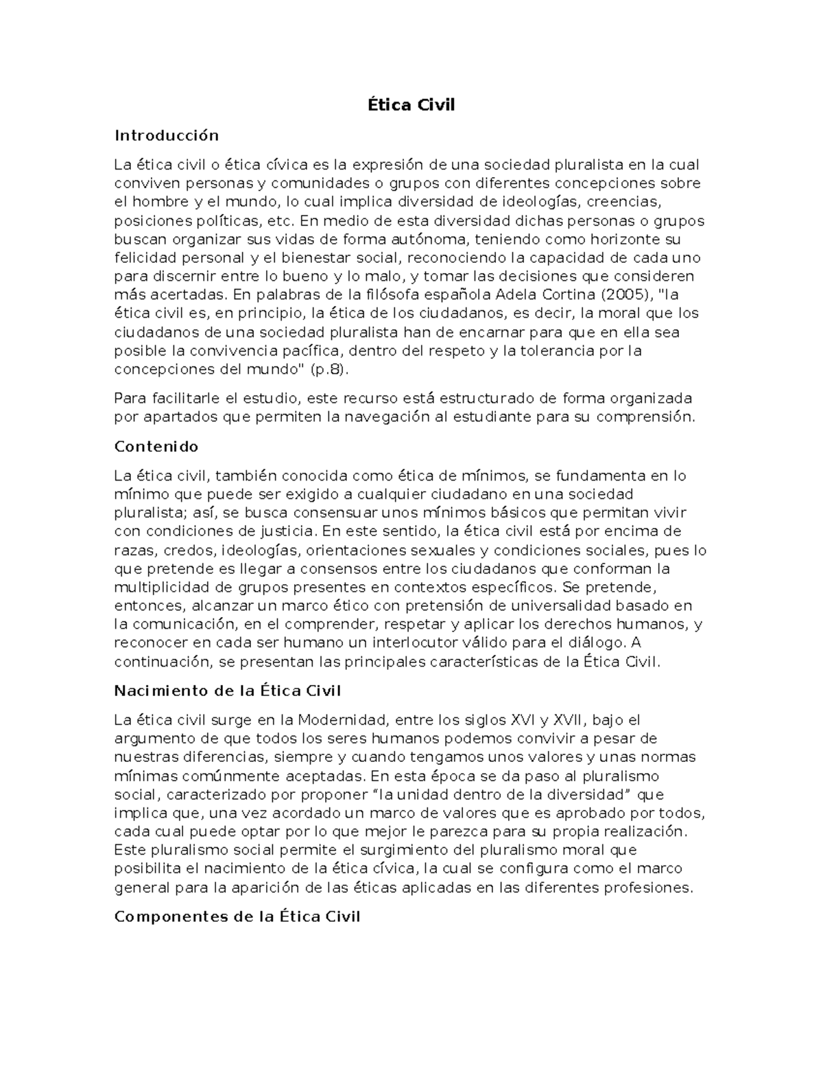 Ética Civil - apuntes - Ética Civil Introducción La ética civil o ética ...