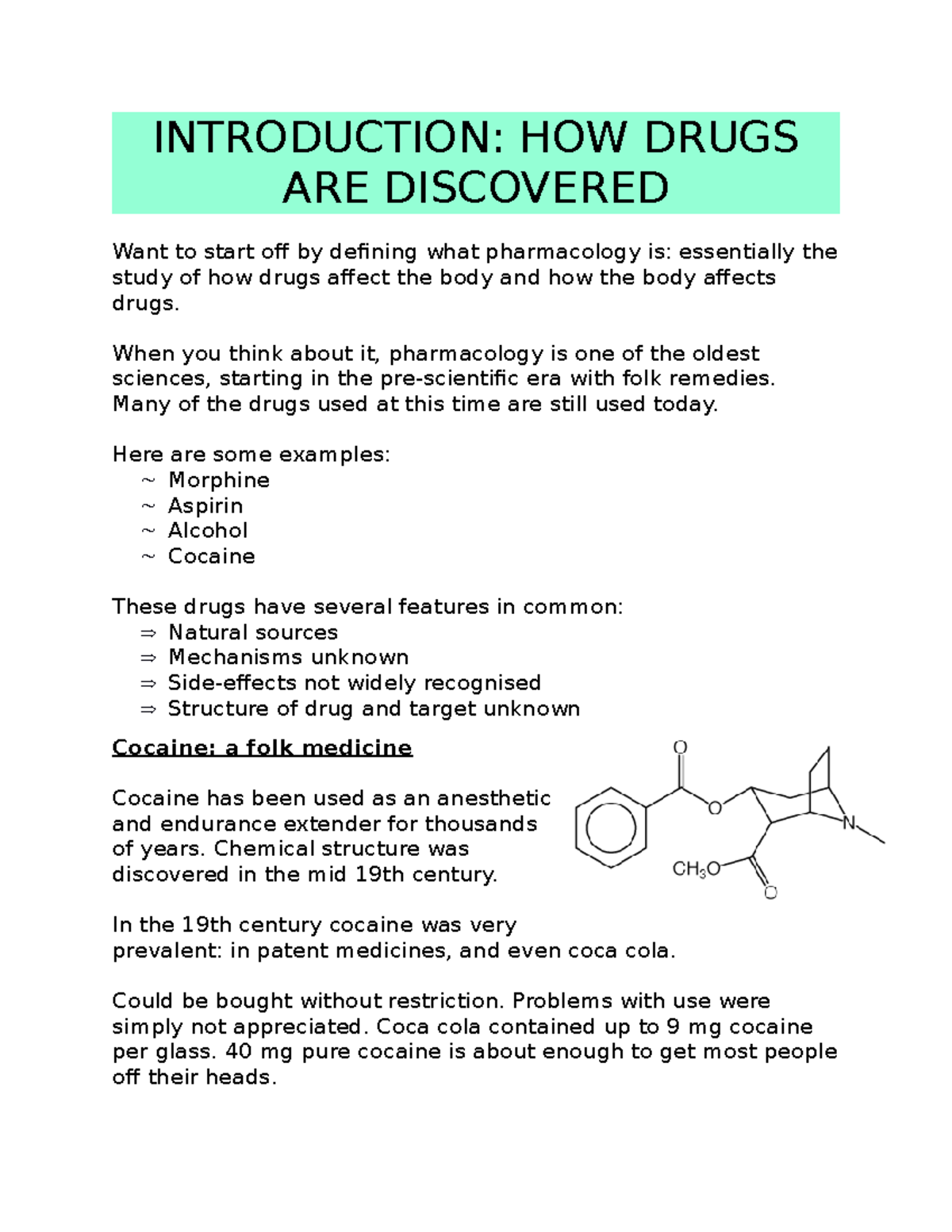 1 - Introduction - INTRODUCTION: HOW DRUGS ARE DISCOVERED Want to start ...