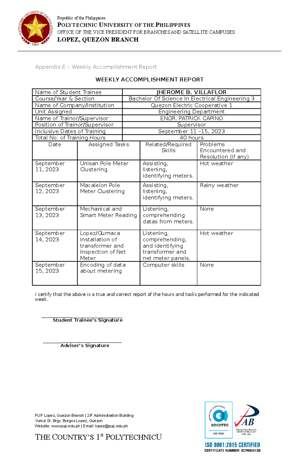 6Accomplishment Report for Students - Republic of the Philippines ...