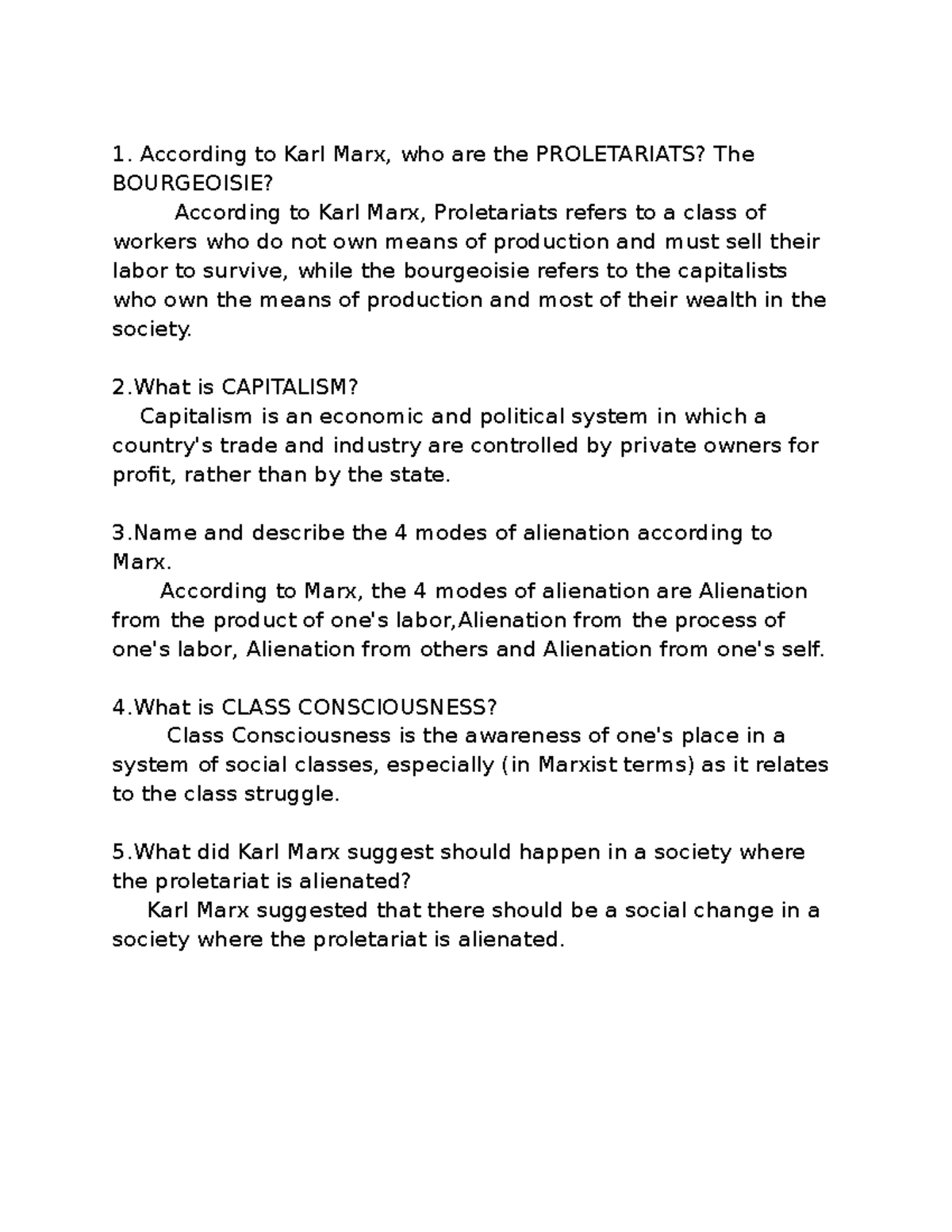 - Ch. 4 (80-83 Karl Marx) - According to Karl Marx, who are the ...