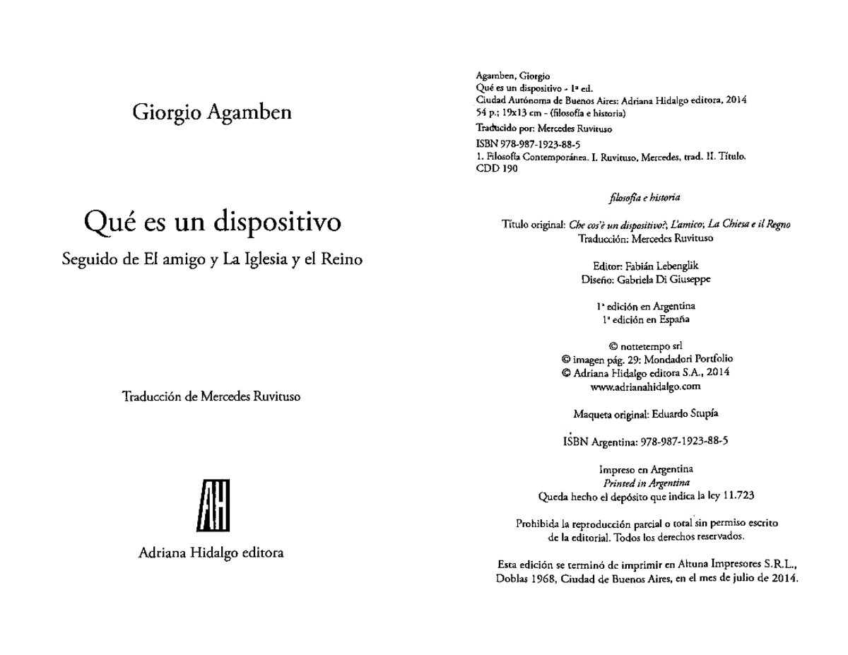 Qué es un dispositivo G. Agamben - Agamben, Giorgio Qué es un ...