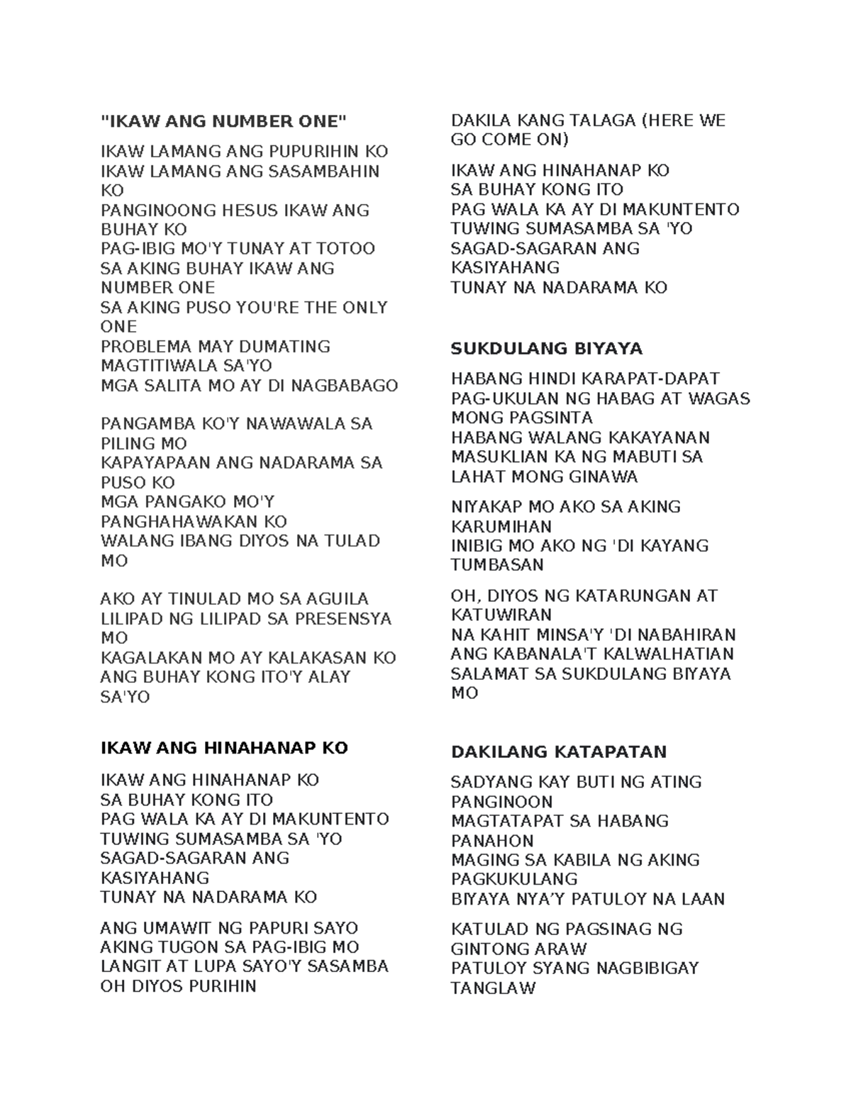 Sept 17 - Helpful - "IKAW ANG NUMBER ONE" IKAW LAMANG ANG PUPURIHIN KO IKAW LAMANG ANG - Studocu