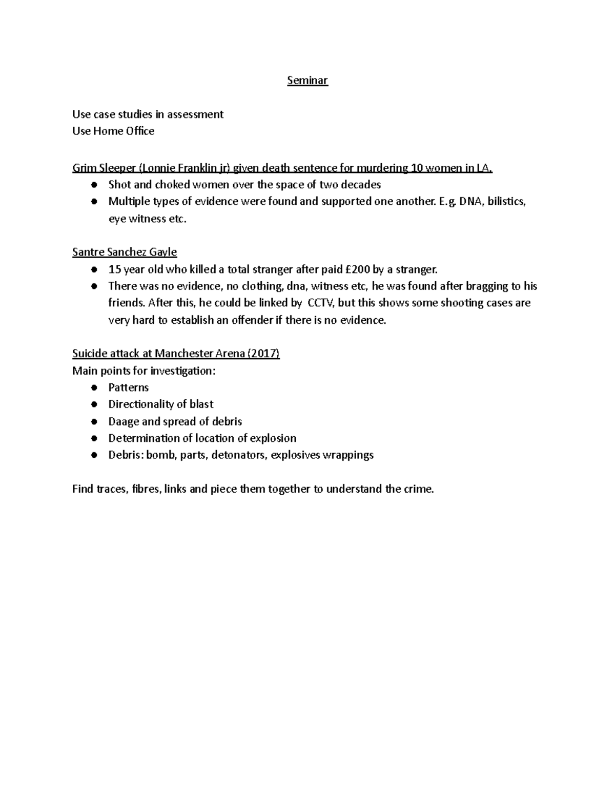 Seminar notes- explosives and firearms - Seminar Use case studies in ...