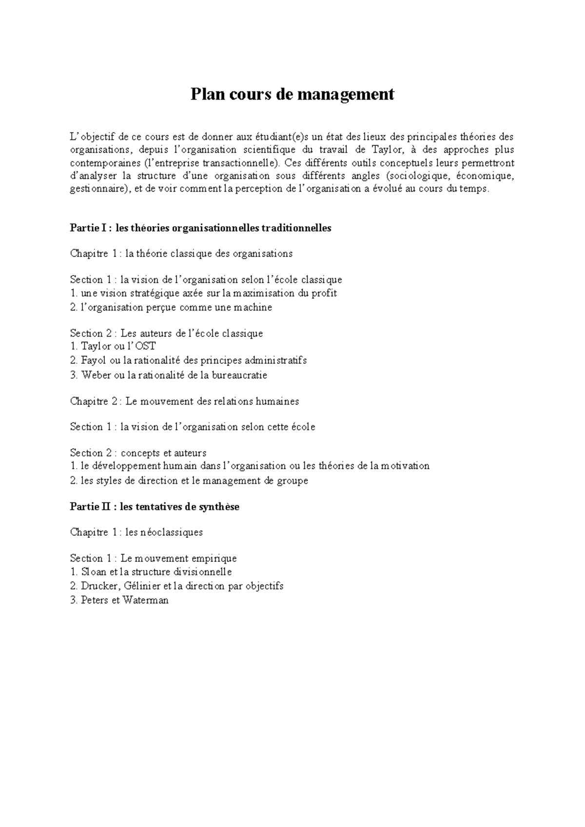 Plan cours de management AES Licence 1. docx - Plan cours de management ...