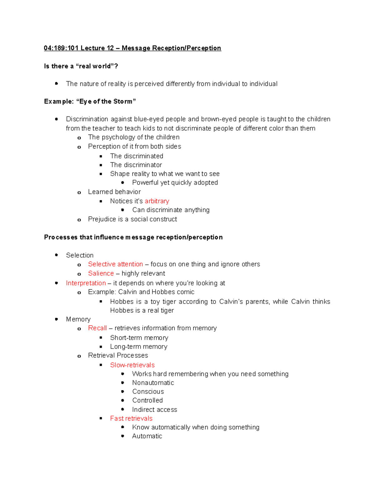 04189101 Lecture 12 - Message Reception:Perception - 04:189:101 Lecture ...