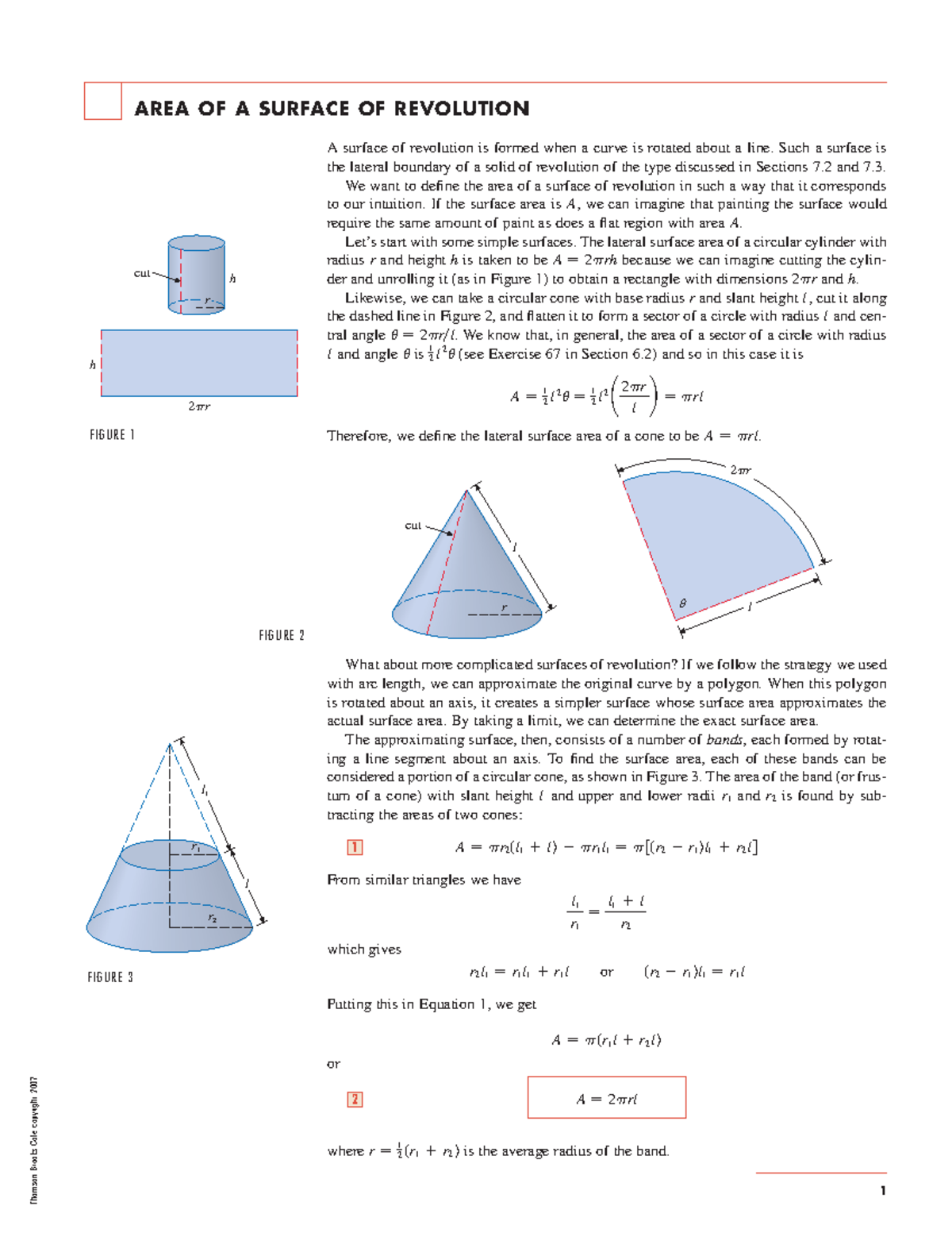 MMA 200 area of a surface of revolution - AREA OF A SURFACE OF ...