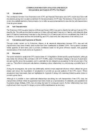 Settlement Estimation Based on CPTu Data - ####### CTR09132 FOUNDATION ...