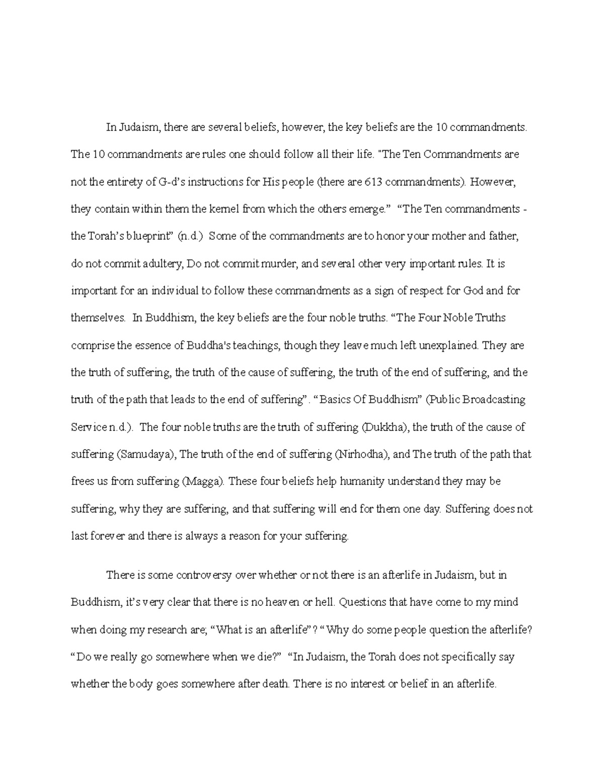 Alexis Galeotti PHL230 Final Essay - In Judaism, there are several ...
