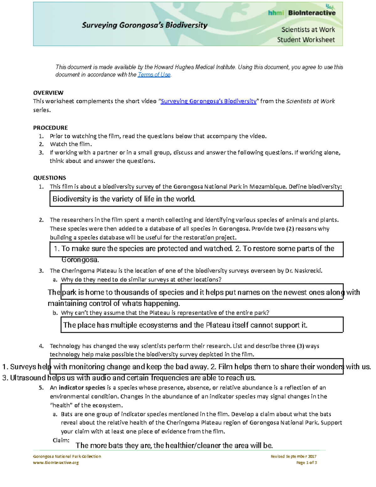 Kami Export - HHMI Surveying Gorongosa Student Worksheet - This ...