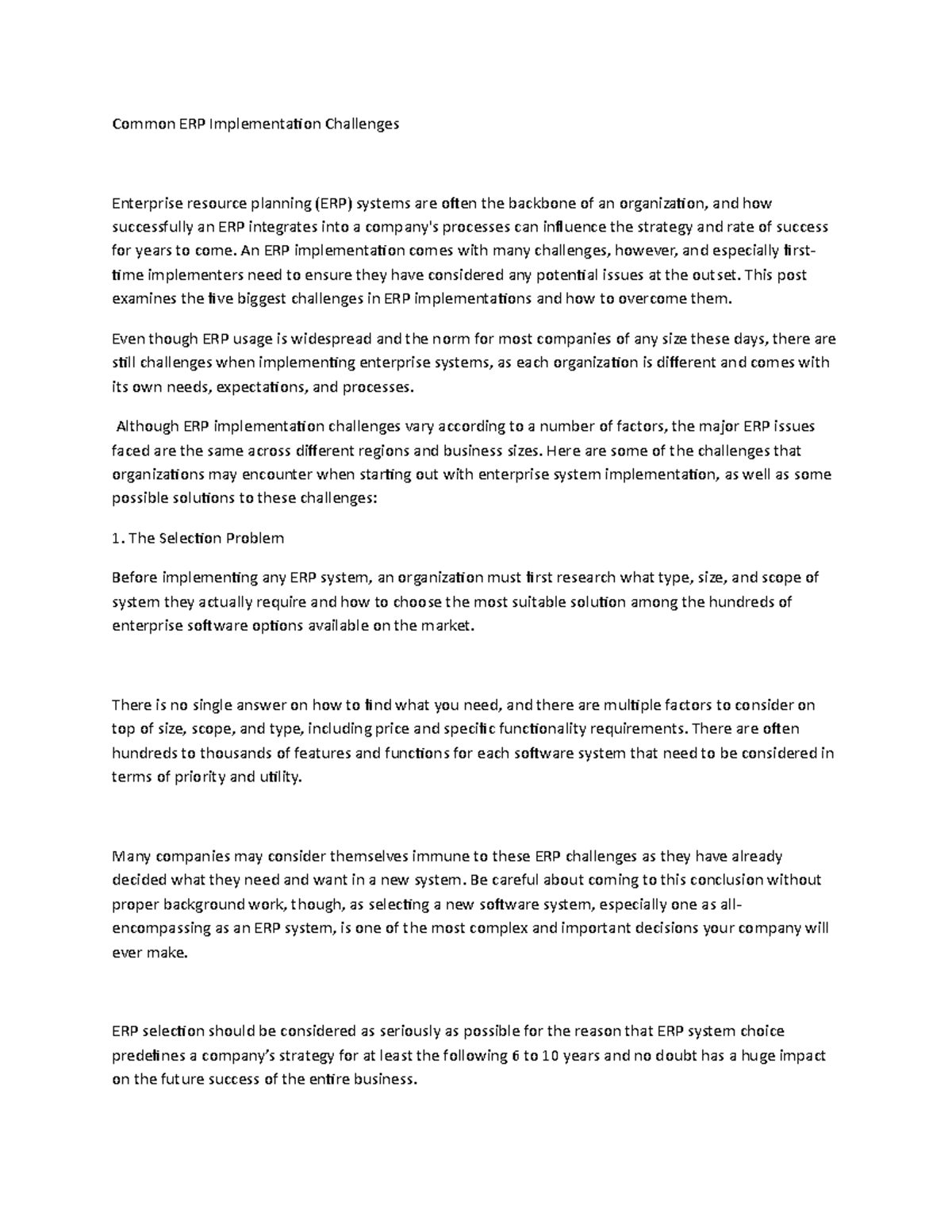 Common ERP Implementation Challenges - Common ERP Implementation ...