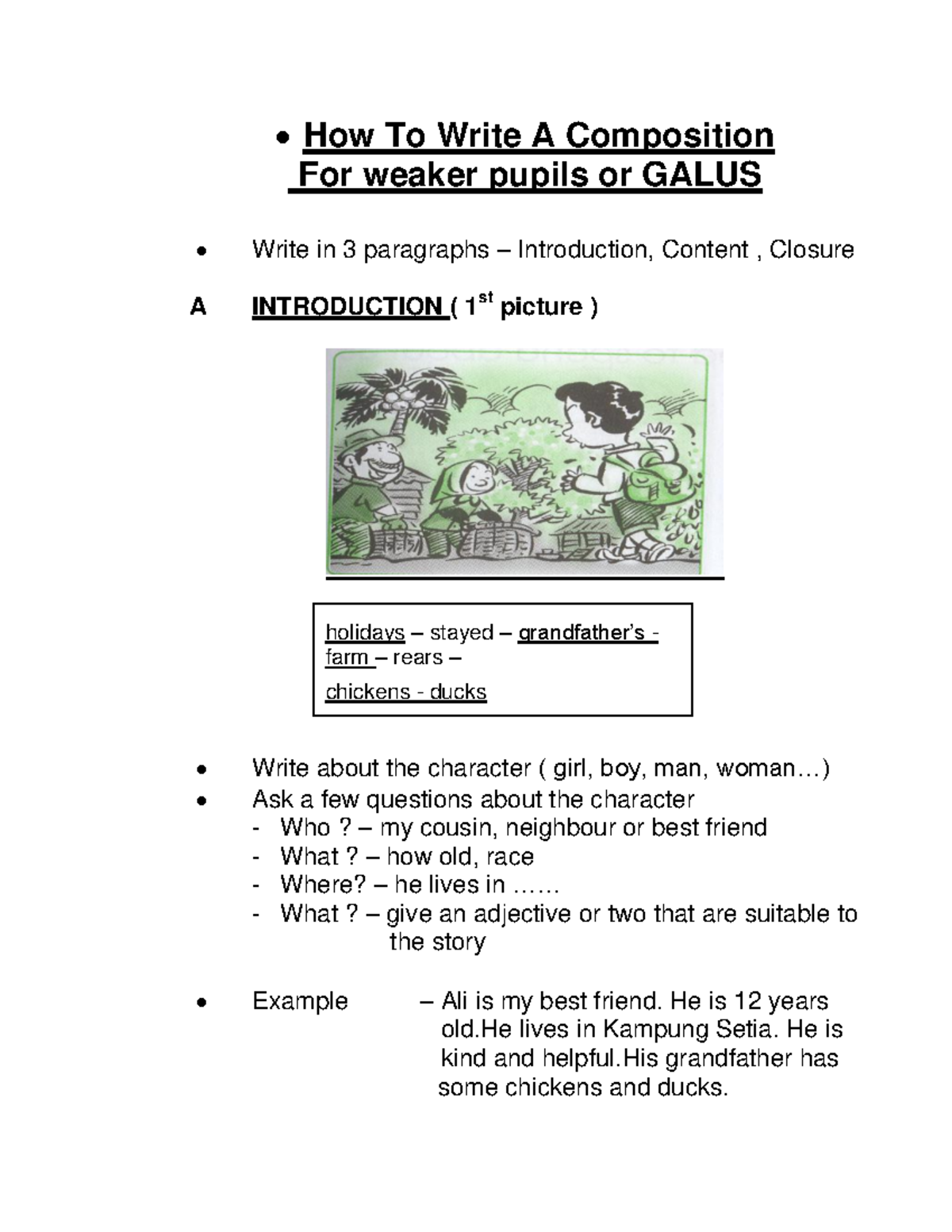 How To Write A Composition - ..) Ask a few questions about the ...