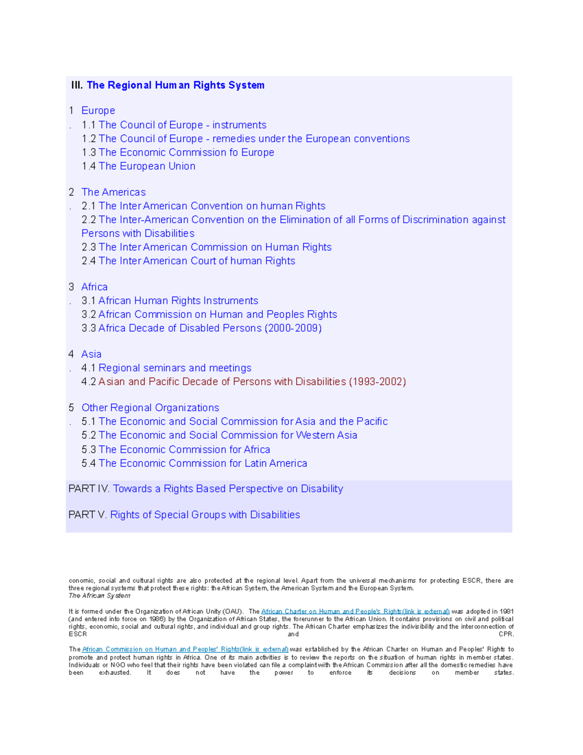 Regional mechanism - human rights reference - III. The Regional Human ...