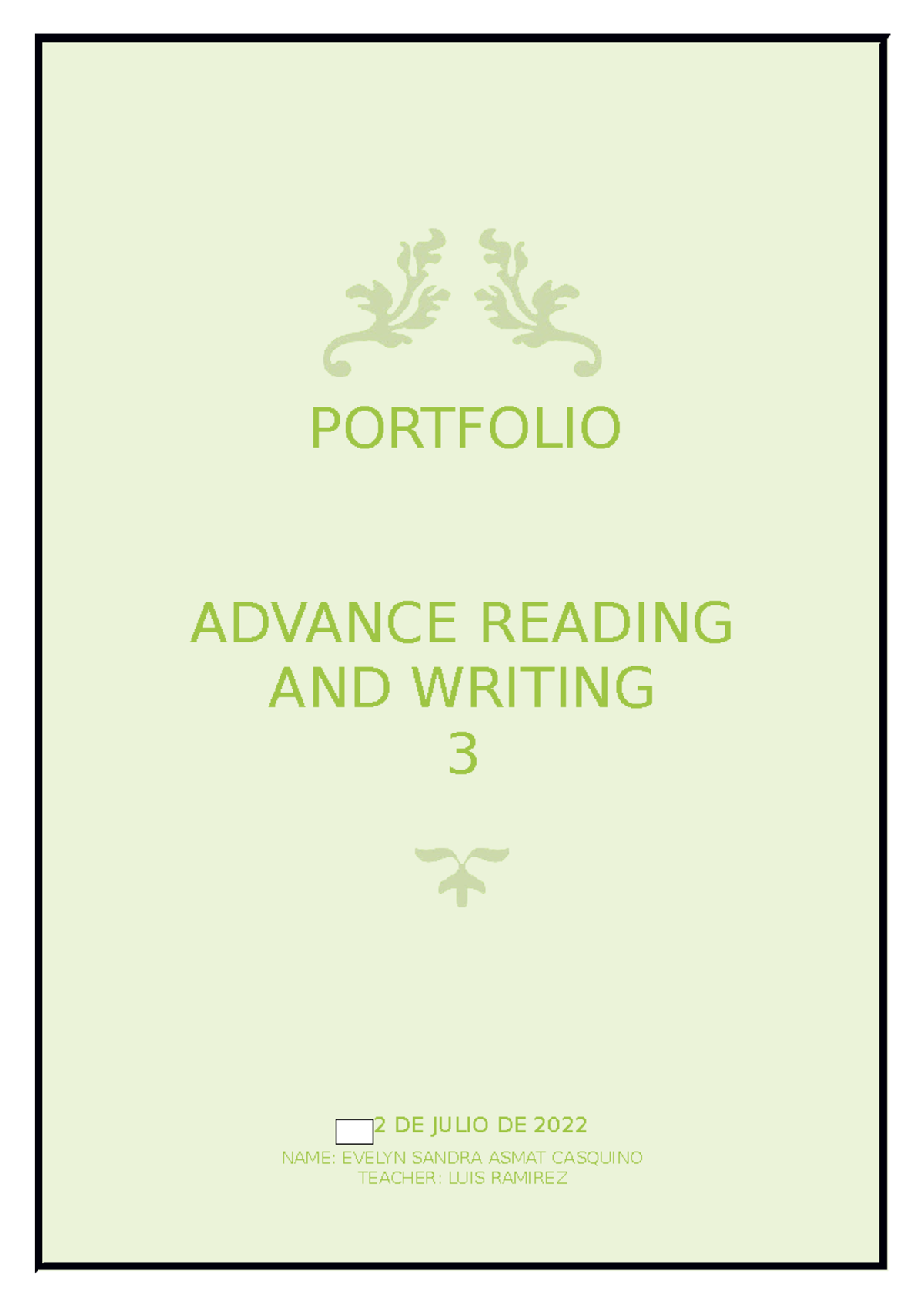 Portfolio AW3 - portafolio - PORTFOLIO ADVANCE READING AND WRITING 3 2 ...