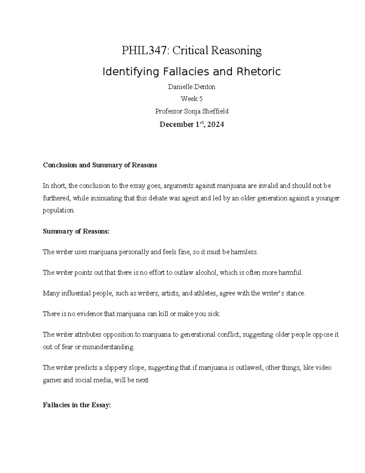 PHIL347 Fallacies - case study - PHIL347: Critical Reasoning ...