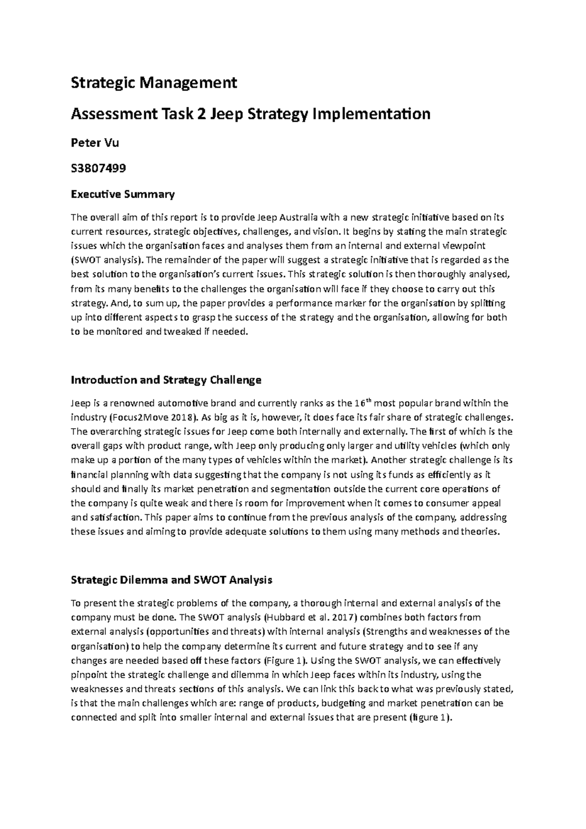 Strategic Management Assessment Task 2 - BUSM3200 - RMIT University ...