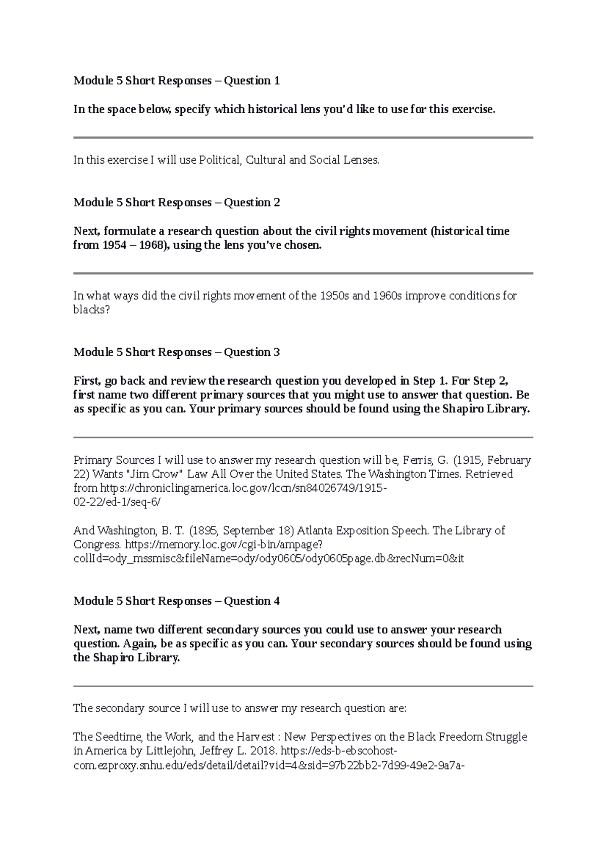 M5 Short Questions - Module 5 Short Responses – Question 1 In the space ...