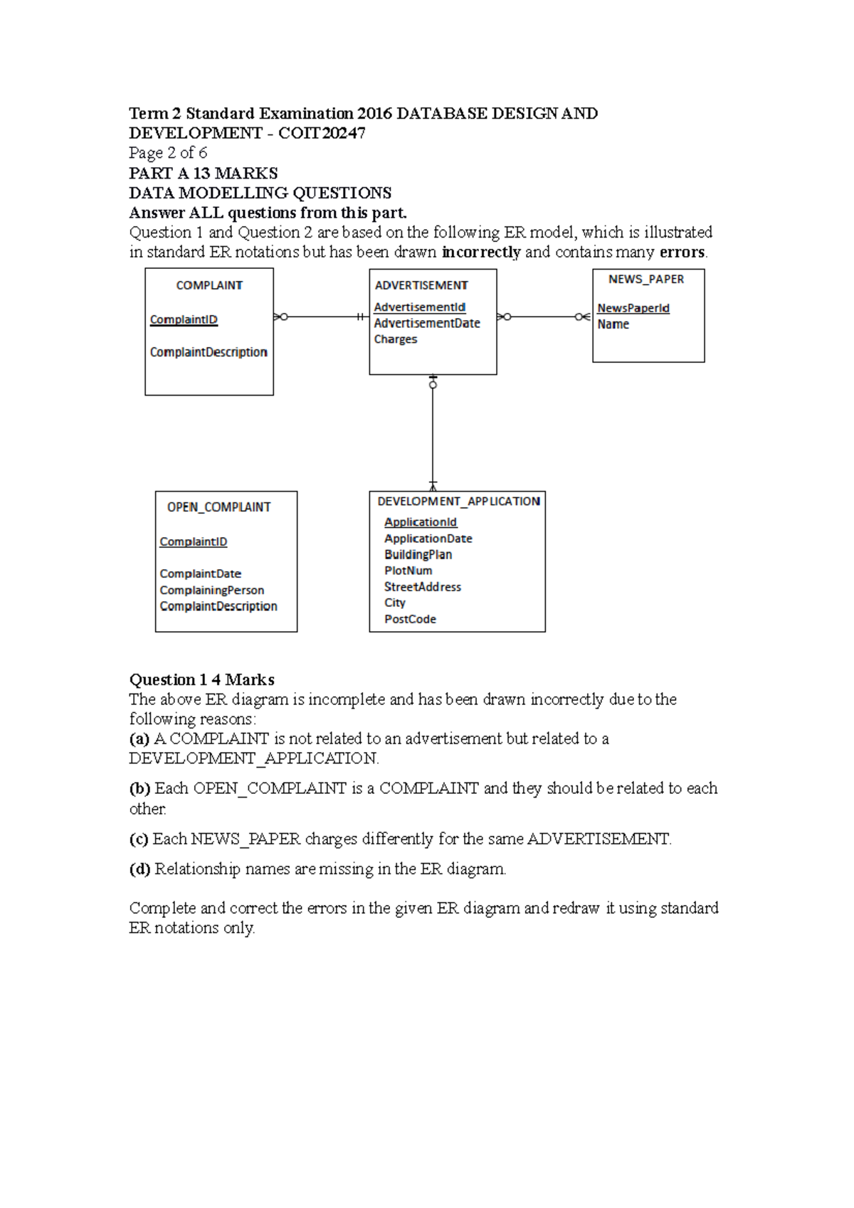 Exam 2016, questions and answers - Term 2 Standard Examination 2016 ...
