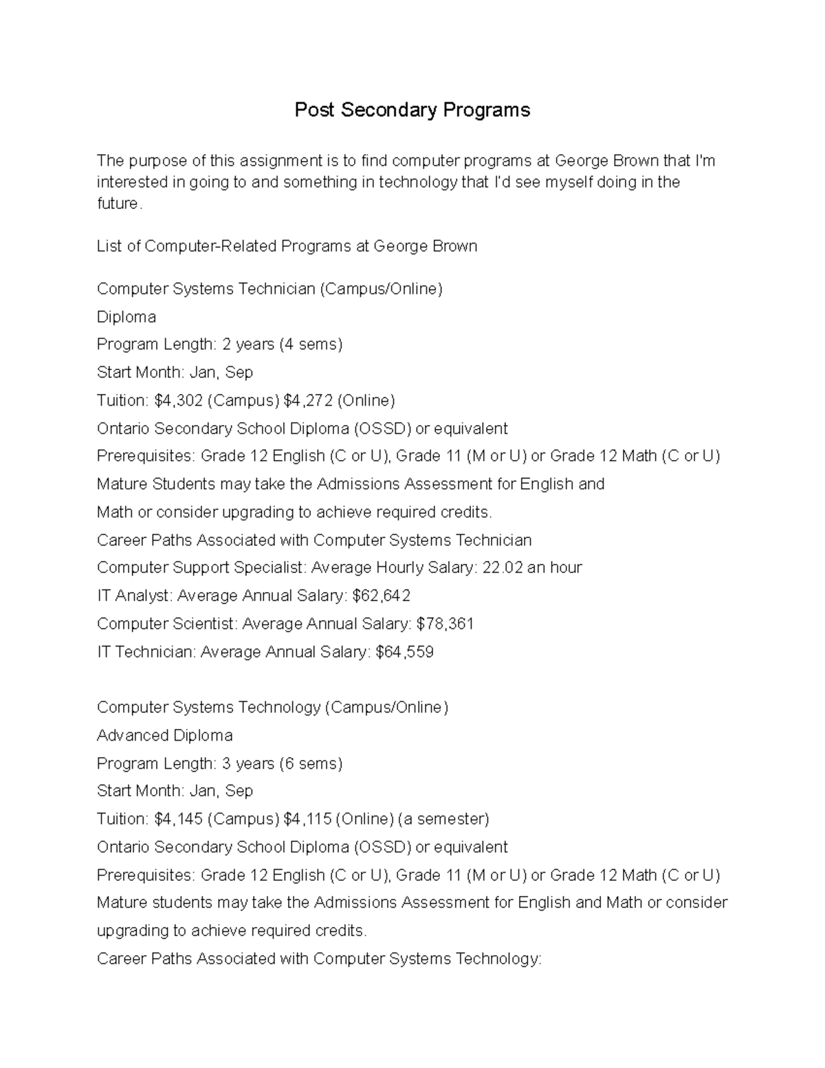 Types of work for computer science - Post Secondary Programs The ...