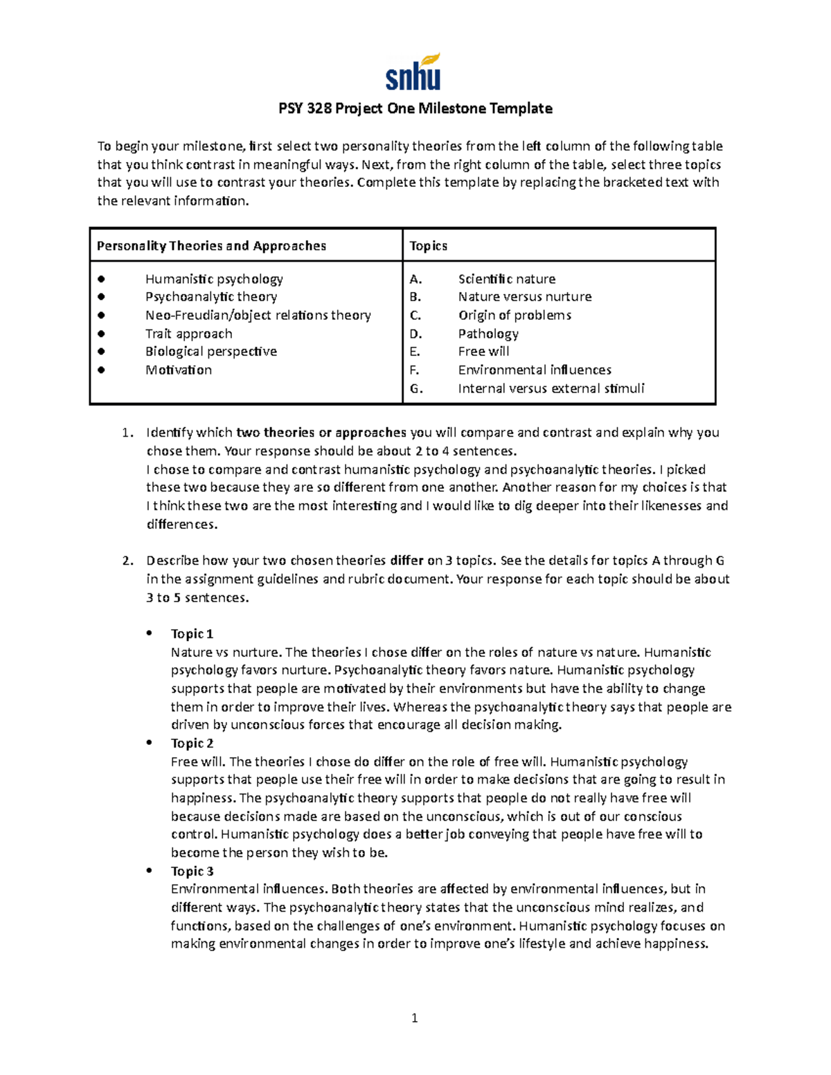 Project 1 Milestone - grade A paper - PSY 328 Project One Milestone ...