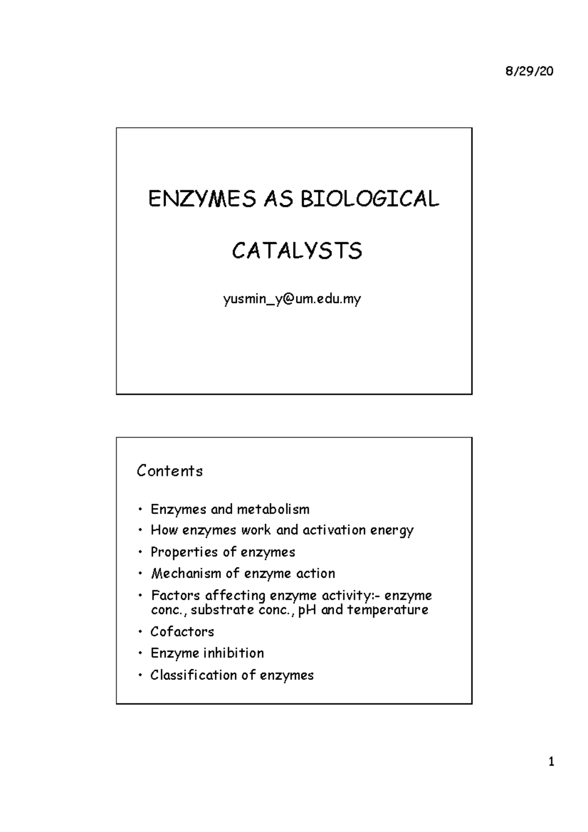 FAD1001 Enzymes spectrum 280820 - ENZYMES AS BIOLOGICAL CATALYSTS ...