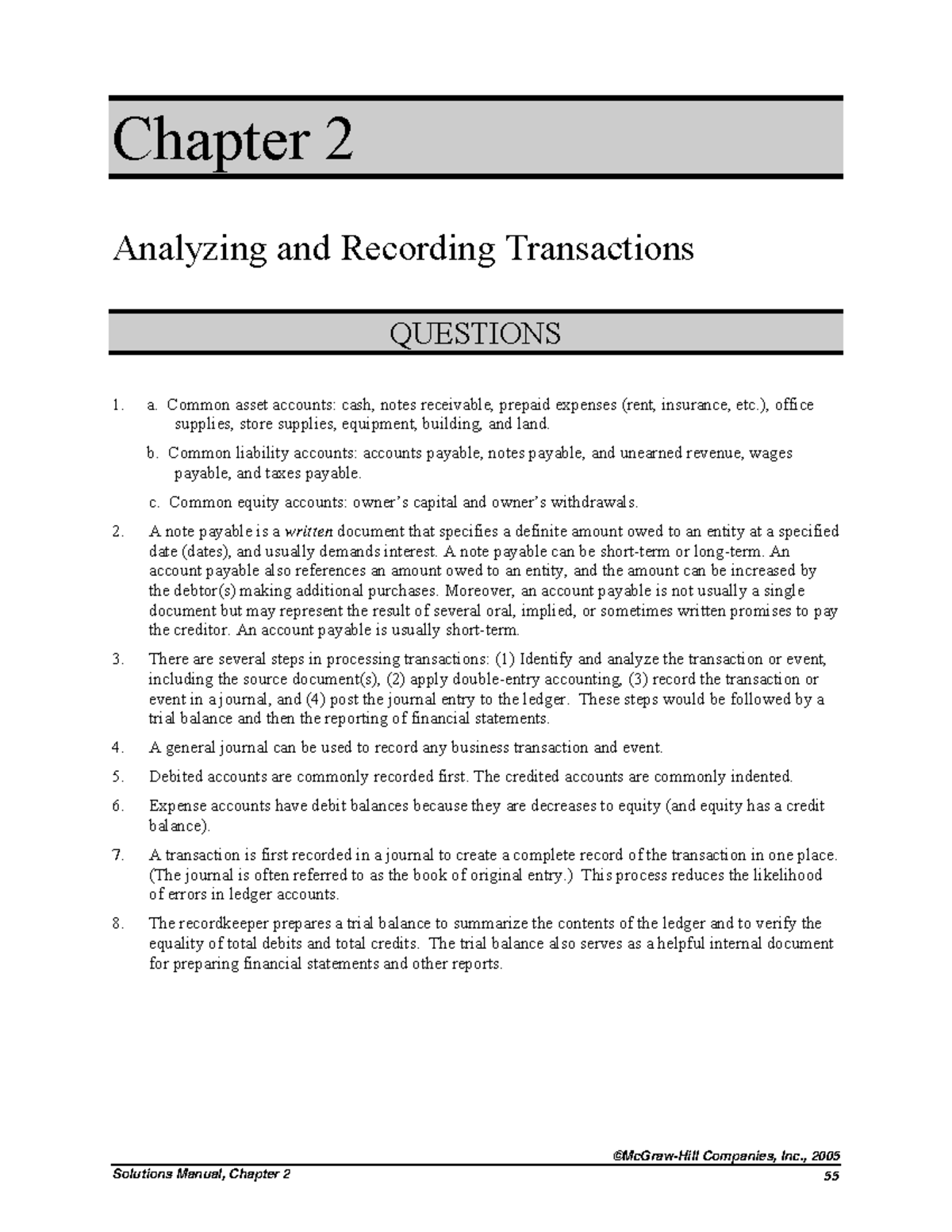 Analyzing andd recording transactions - ####### ©McGraw-Hill Companies ...