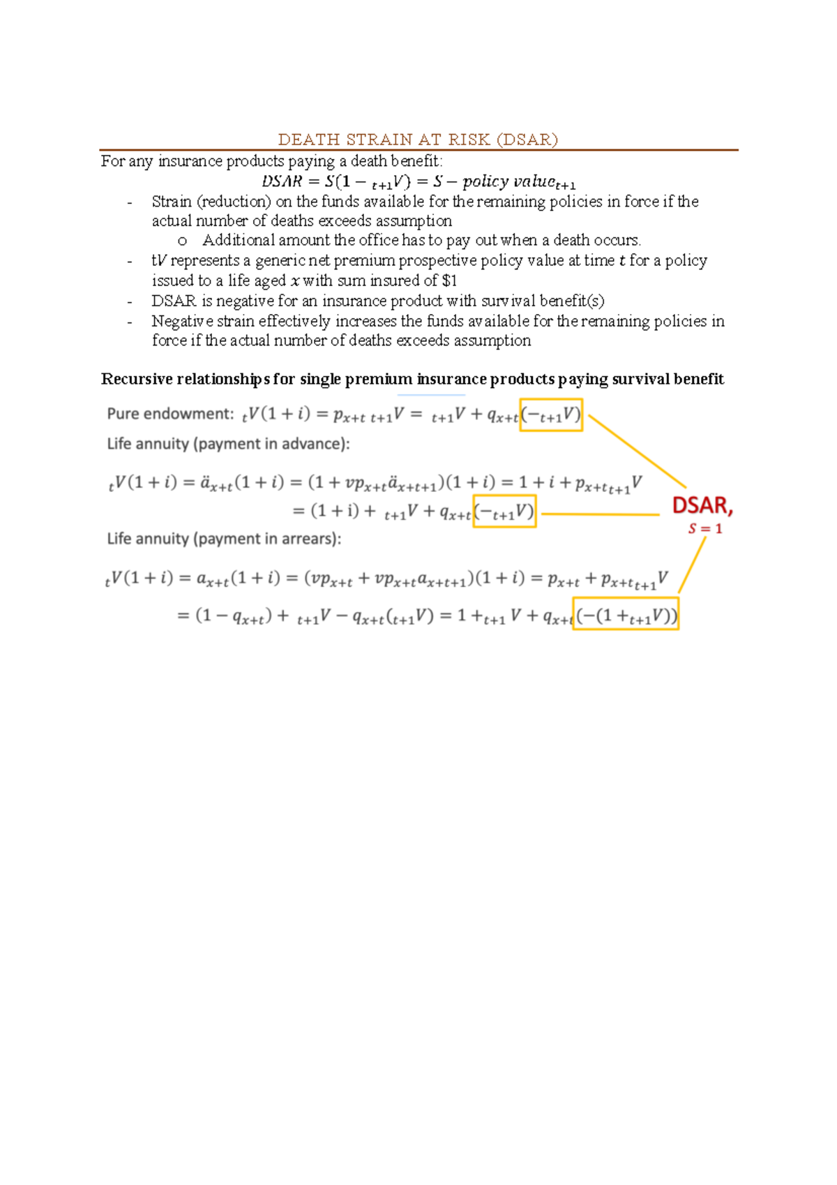 Death Strain at Risk - An actuarial application of probability of ...