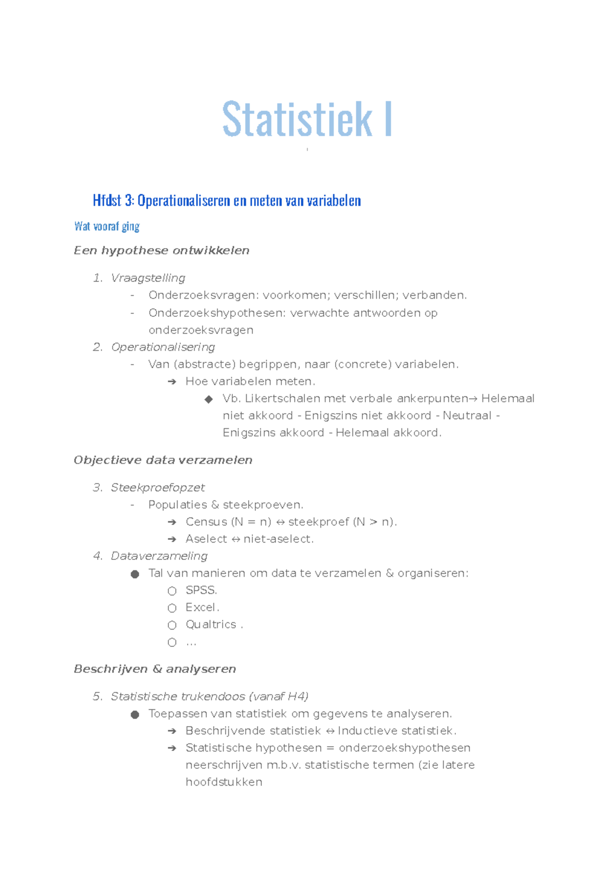 H3 Operationaliseren en meten van variabelen - Onderzoekshypothesen ...