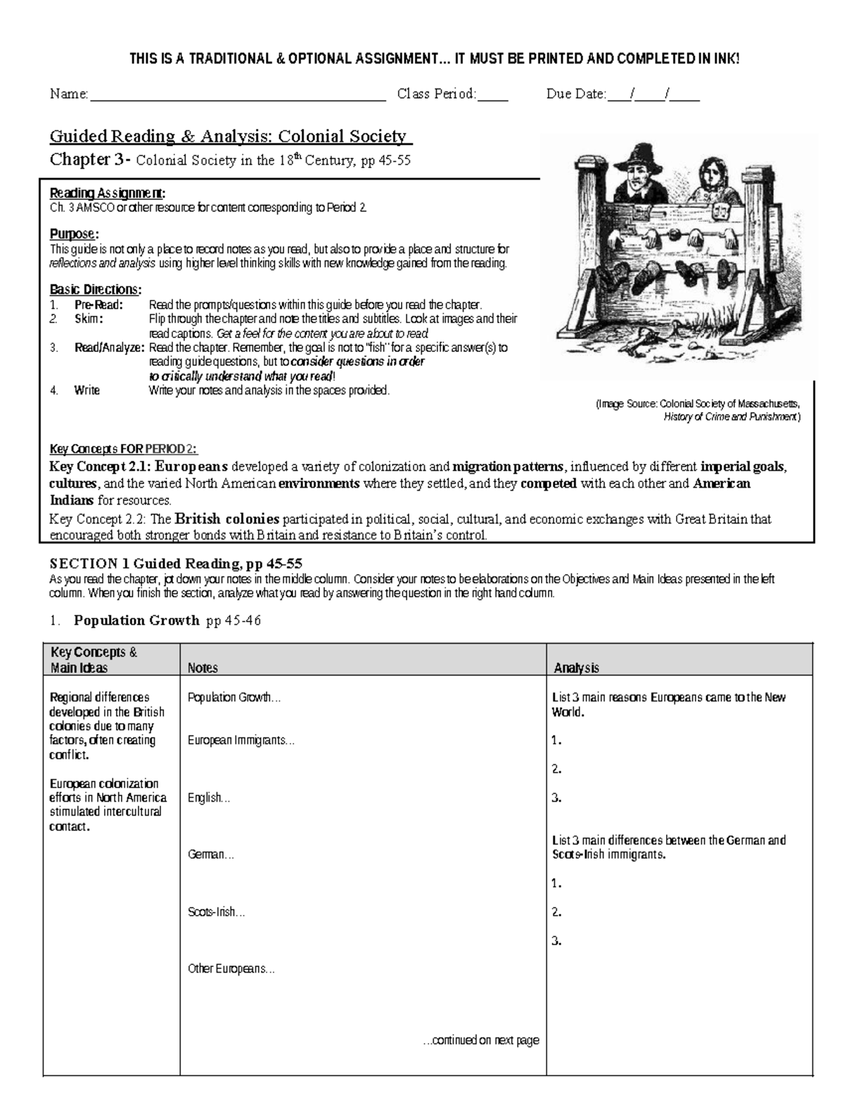 Chapter three - AMSCO reading guide - THIS IS A TRADITIONAL & OPTIONAL ...