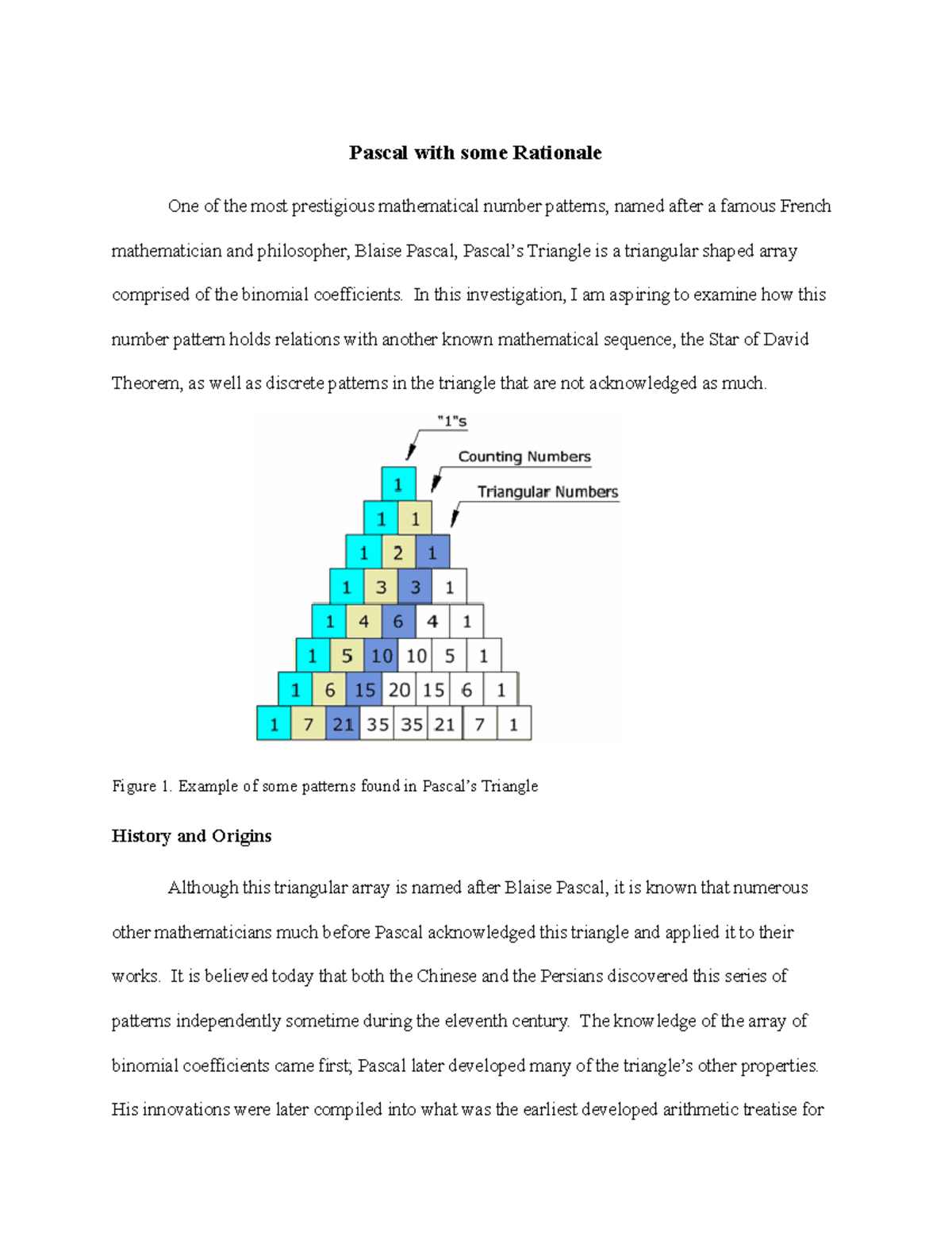 Pascal's triangle - Pascal with some Rationale One of the most ...