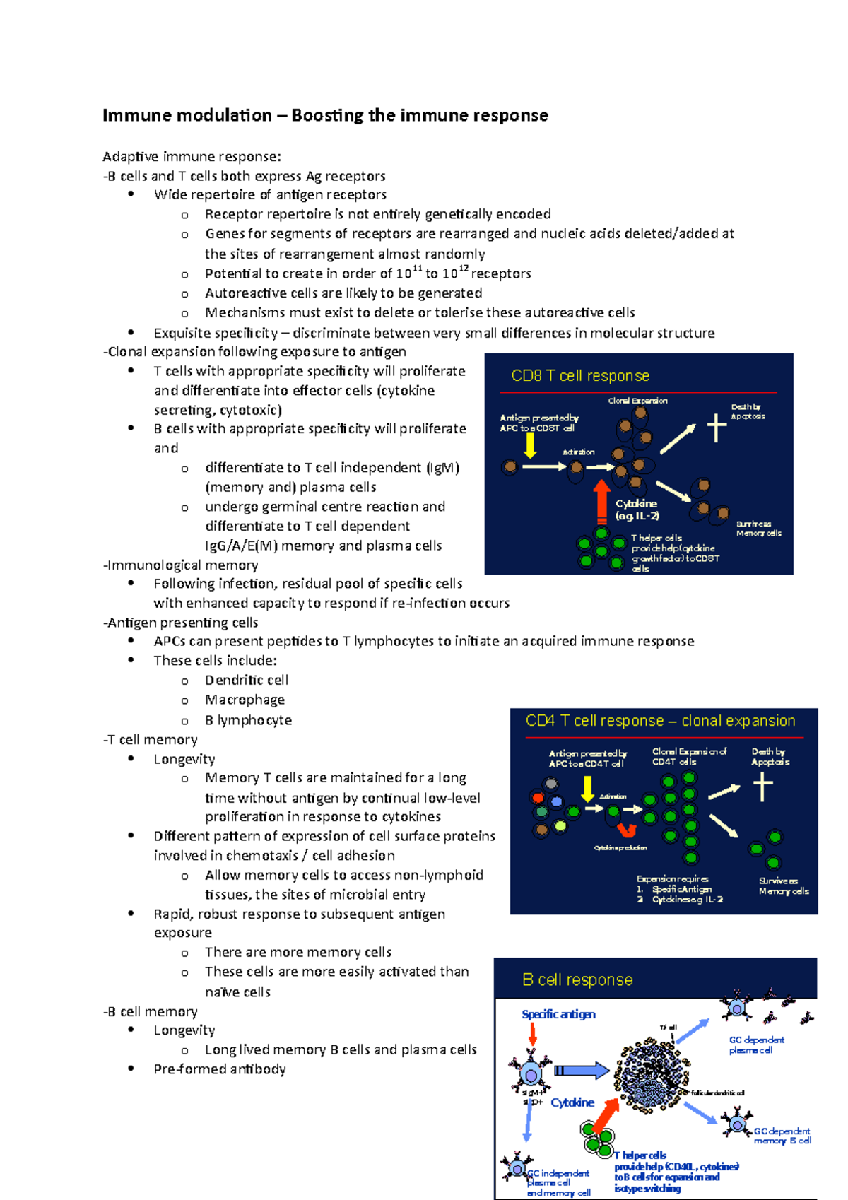 Immune modulation - IL-2) Activation T helper cells providehelp ...