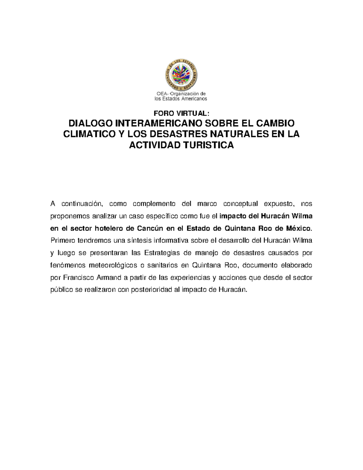 Cambio Climatico Y LOS Desastres Naturales - FORO VIRTUAL: DIALOGO ...