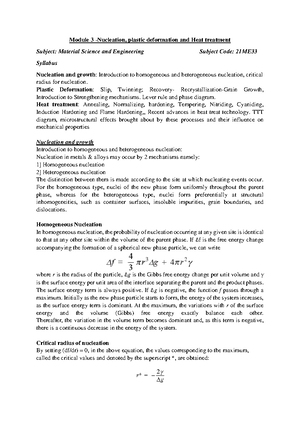 Module 2 Physical Metallurgy - Module 2 Physical Metallurgy Subject: Material Science and - Studocu