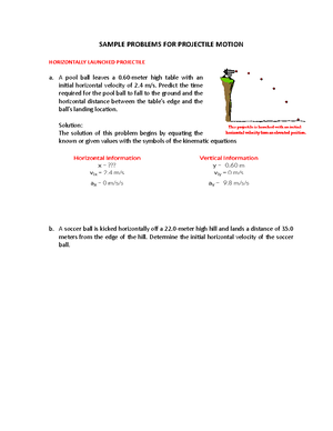 Projectile Motion Problem SET - GENERAL PHYSICS 1 PROJECTILE MOTION PROBLEM SET Name: - Studocu