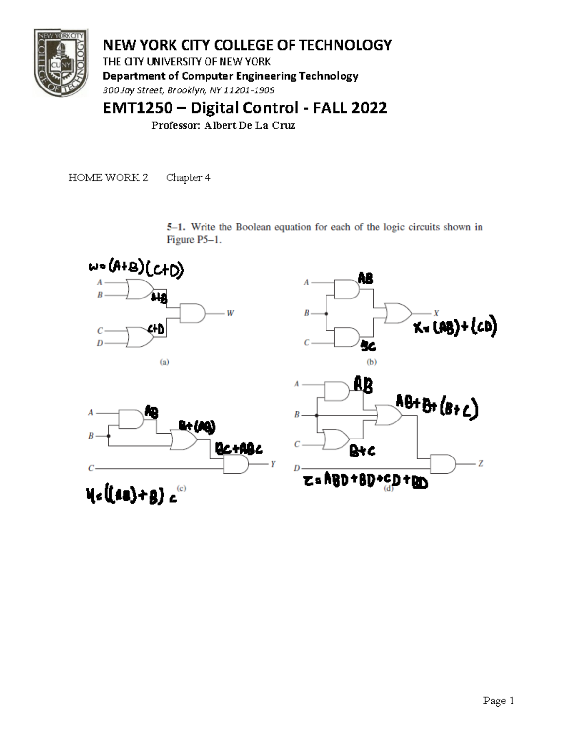Home Work 2 - Emt 1250hw 2 - THE CITY UNIVERSITY OF NEW YORK Department ...