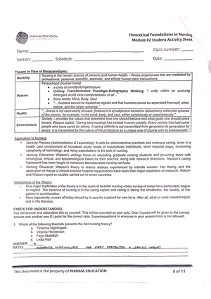 TFN Module 6 (SAS) - Answer - PHINMA EDUCATION Theoretical Foundations ...