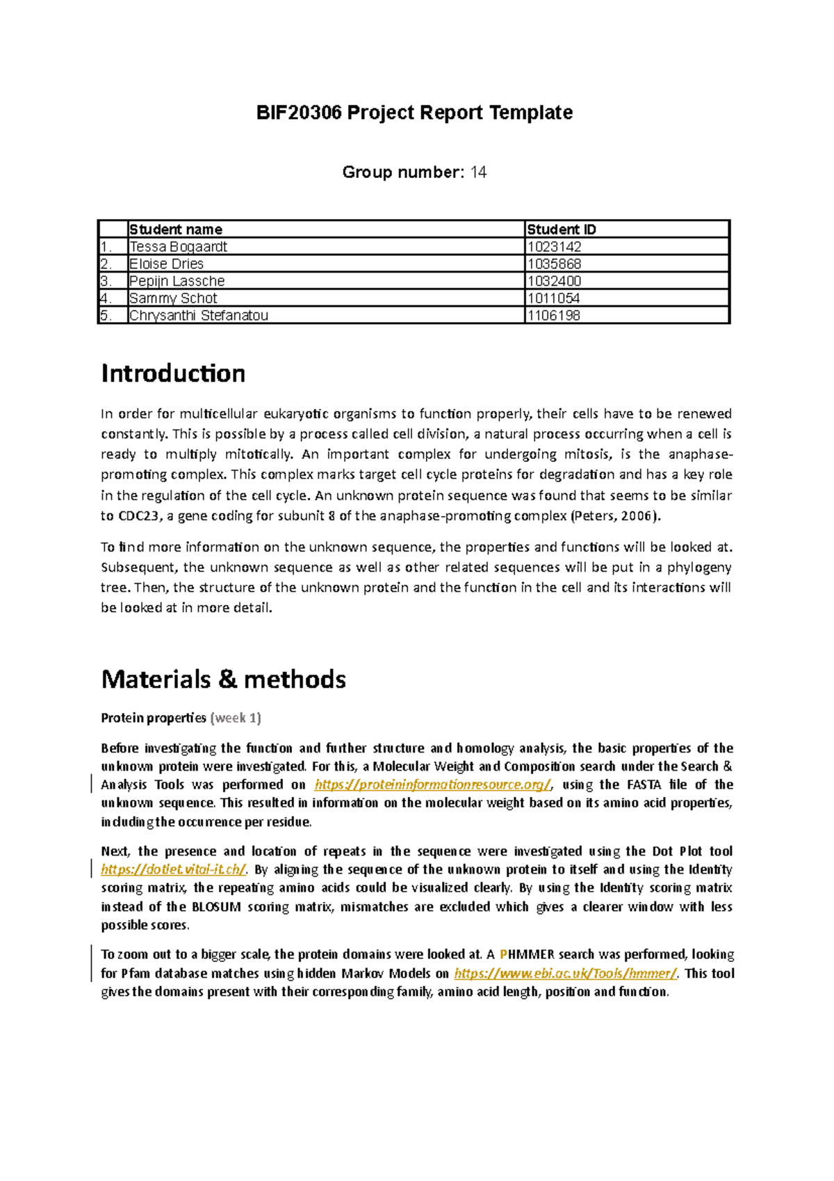 bioinformatics essay final version - BIF20306 Project Report Template ...