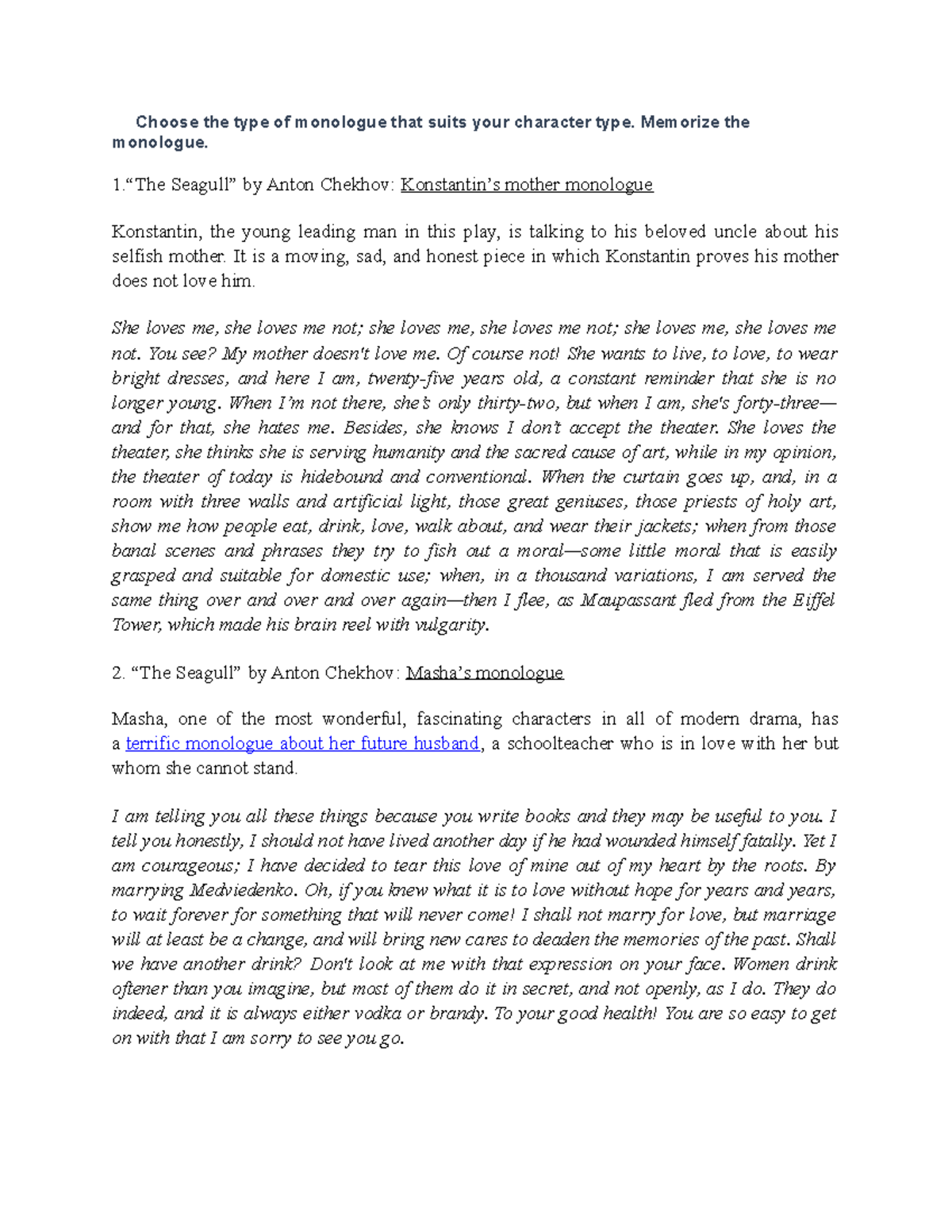 Monologue audition piece - Choose the type of monologue that suits your ...