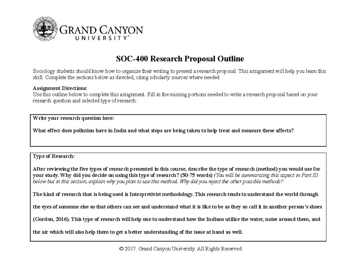 SOC-400.Research Proposal Outline - SOC-480 - GCU - Studocu