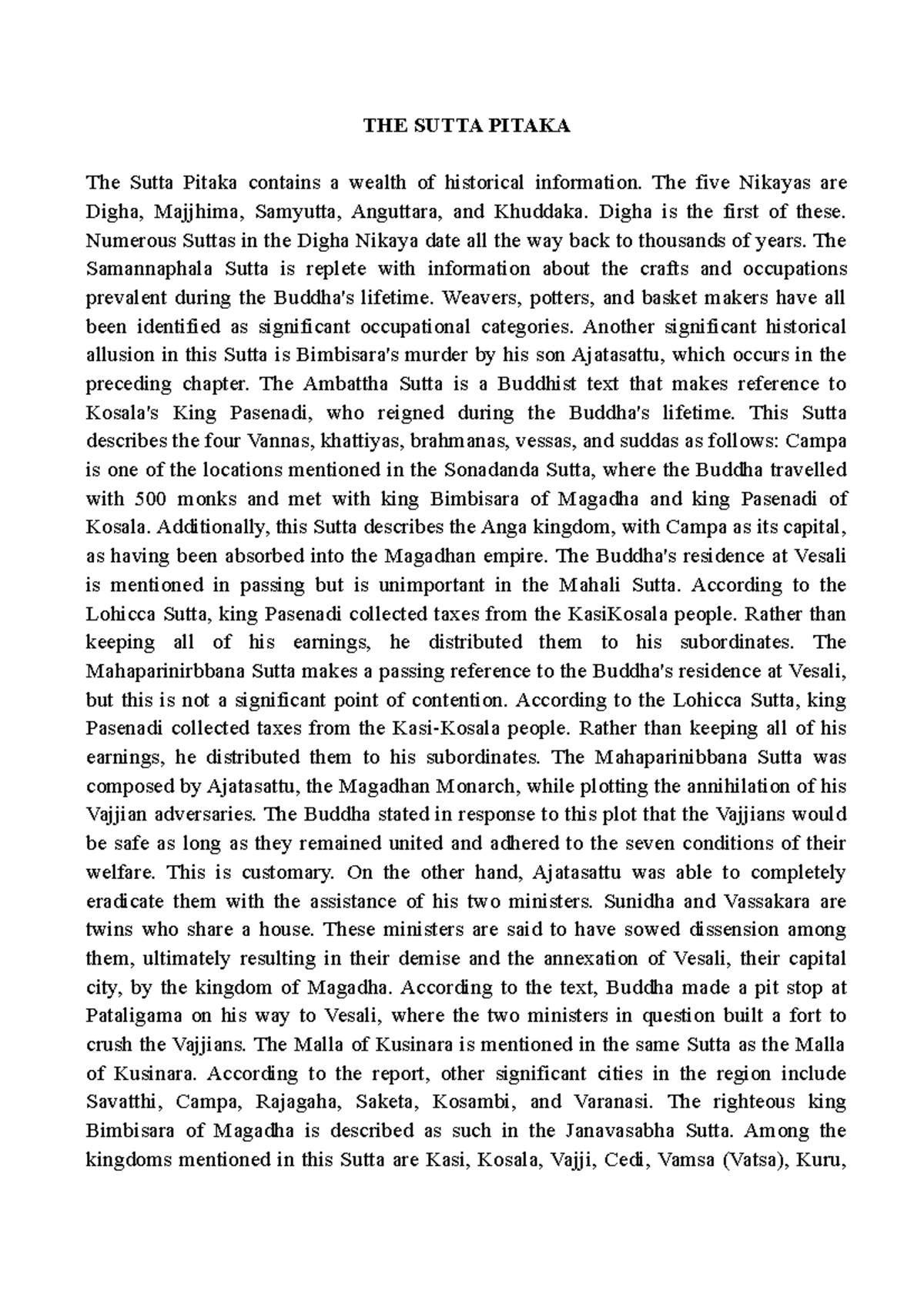 The Sutta Pitaka - Lecture notes 2 - THE SUTTA PITAKA The Sutta Pitaka ...