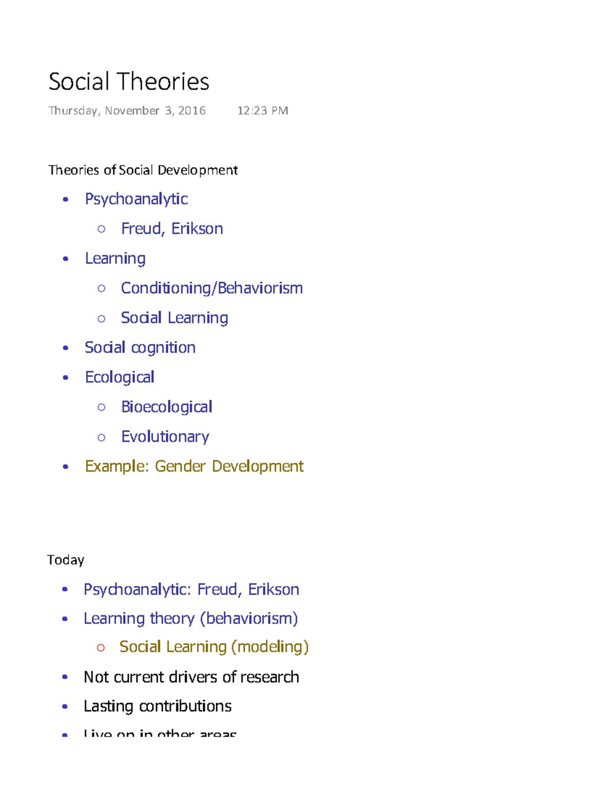 Social Theories - Jennifer Ganger Lecture notes - Theories of Social ...