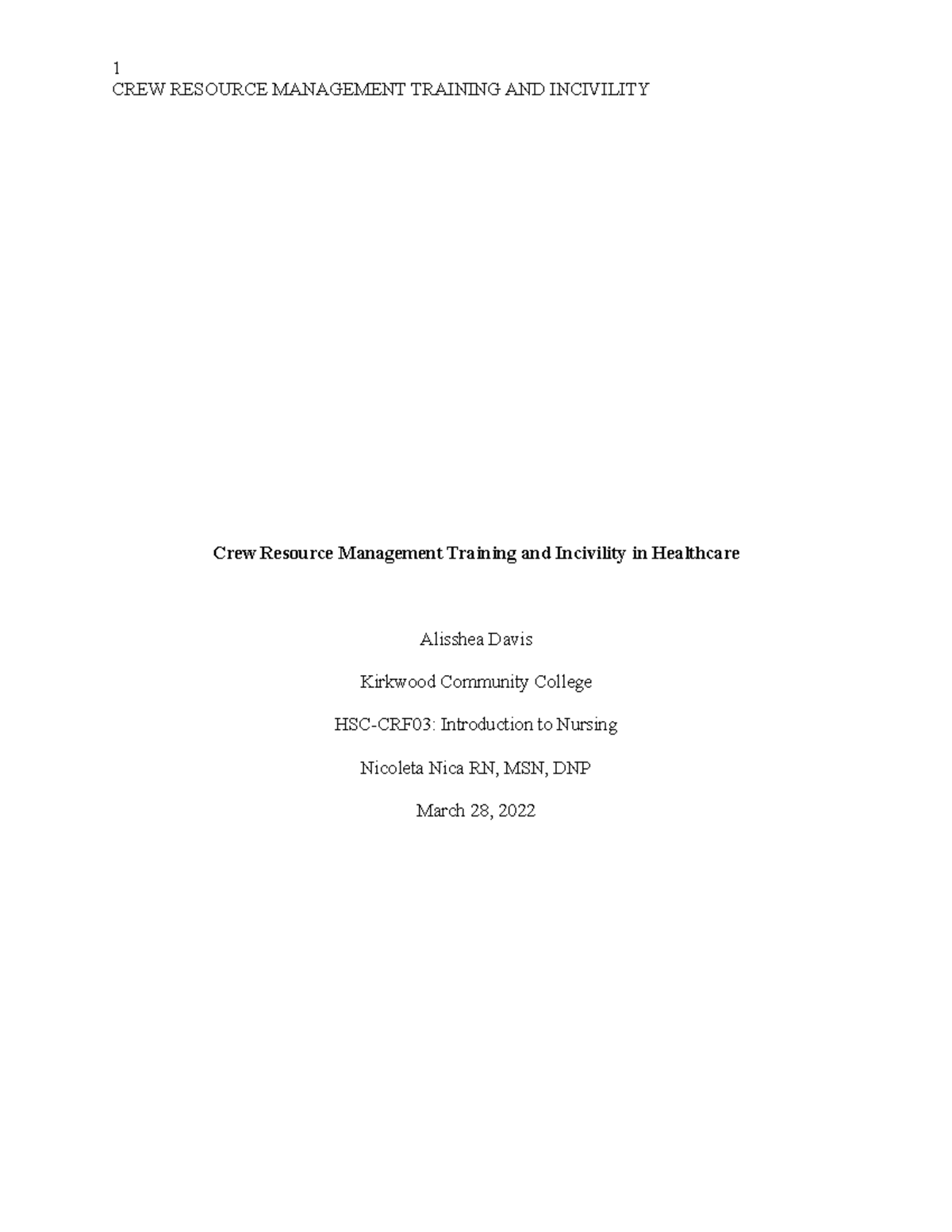 Title & Introduction page - 1 CREW RESOURCE MANAGEMENT TRAINING AND ...