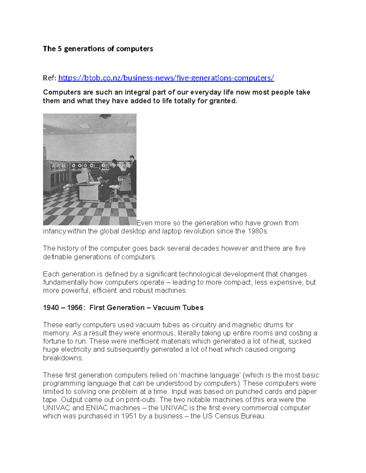 EVOLVEMENT OF COMPUTERS OVER THE YEARS AS PER APPILED COMPUTER SCIENCE ...