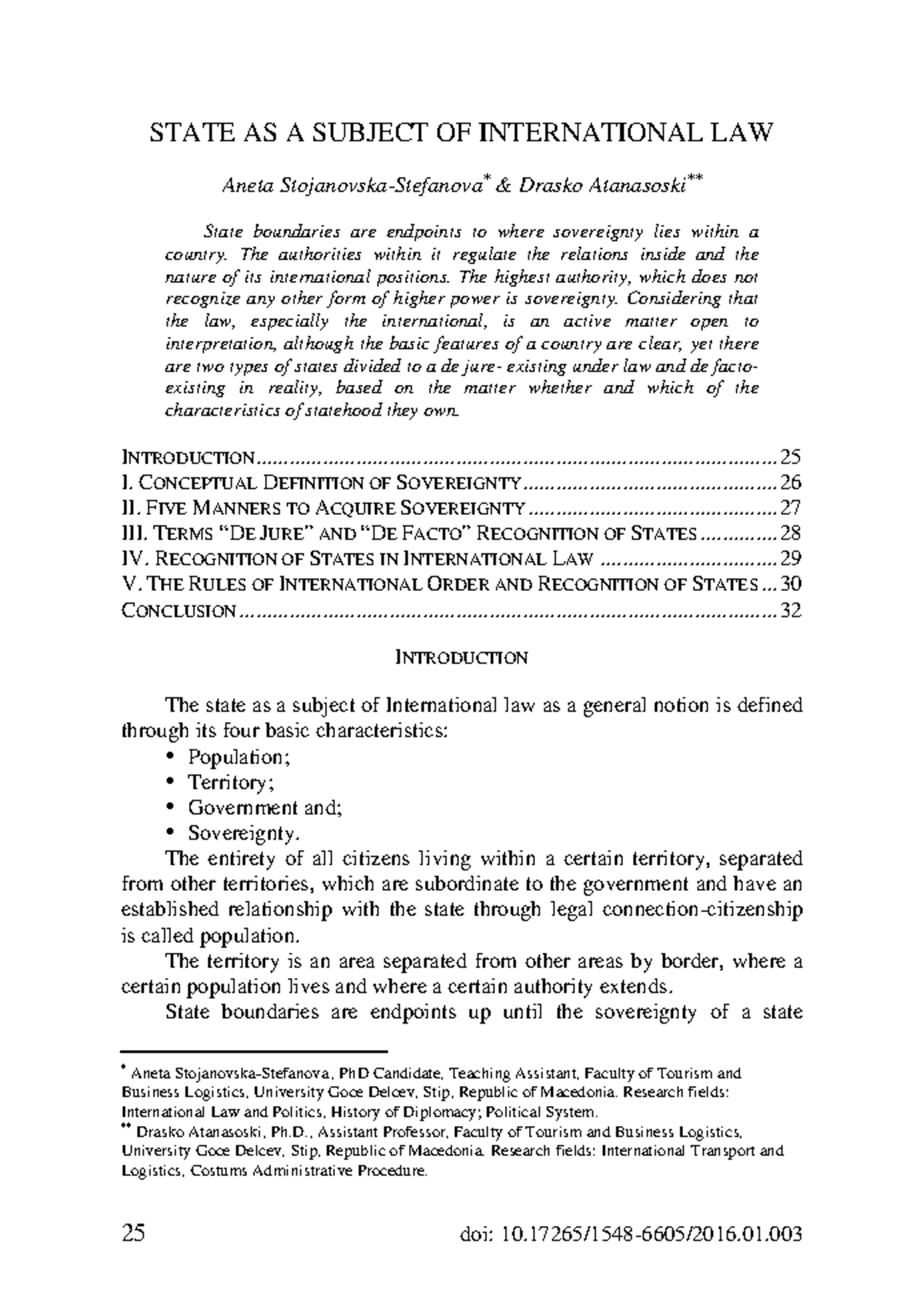 State subject to international law - 25 doi: 10.17265/1548-6605/2016 ...