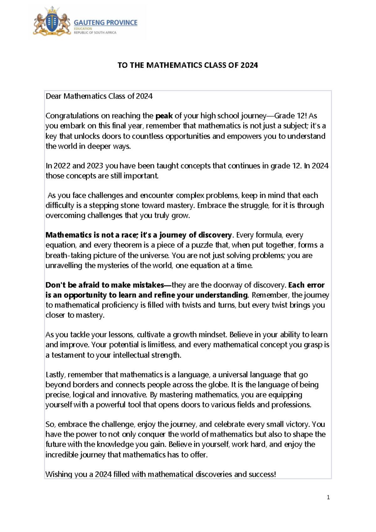 Grade 12 Holiday PLAN AND A Congratulatory Message 231201 164932 - 1 TO ...