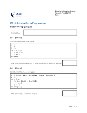 Lab Test 2 - LAB-test-2-qns - IS111 Introduction to Programming Lab ...