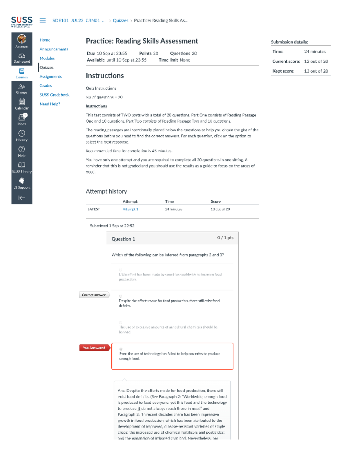 Practice - Reading Skills Assessment - SDE101 - Studocu